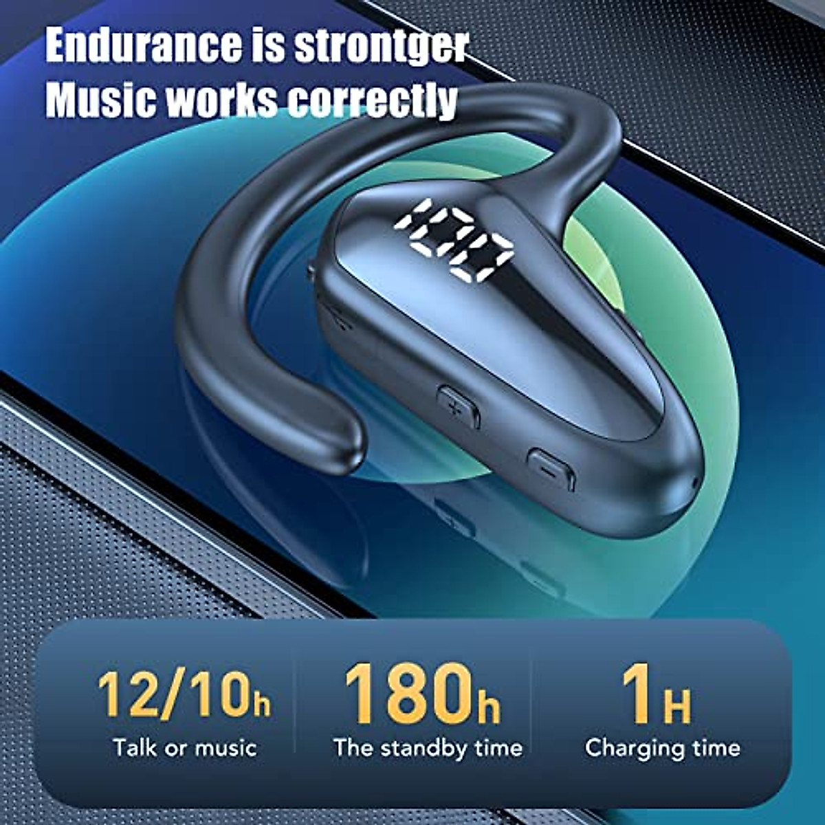 Syrisora Wireless Bluetooth Earphones Noise Reduction Ear Hook Earbuds with LED Digital Display for Business Office Sports