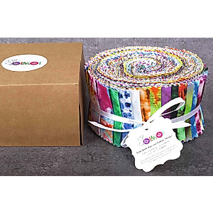 Soimoi 40Pcs Tie Dye Print Cotton Precut Fabrics for Quilting Craft Strips 2.5x42inches Jelly Roll - Multicolor