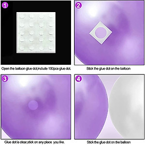 Purple Balloon Arch Garland Kit, Purple White Confetti Balloons Arch Garland For Festival Picnic Family Engagement, Wedding, Birthday Party, Gold Theme Anniversary Celebration Decoration