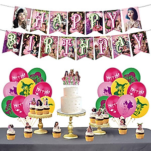 Birthday Party Decorations For Melanie,Party Supplies Set Including Birthday Banner,Cupcake Topper and Balloons