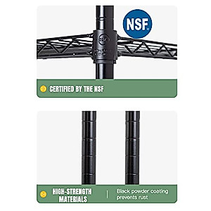 FDW 14" D x 36" W x 72" H 5-Shelf Wire Shelving Adjustable Metal Shelf Large Storage Shelves Heavy Duty Height Commercial Grade Steel Layer Shelf 1250 LBS Capacity,Black