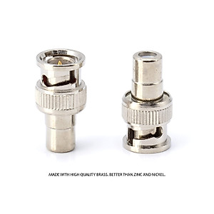 THE CIMPLE CO BNC to RCA Male to Female Adapter Pack, 10 Pieces, Metallic Silver