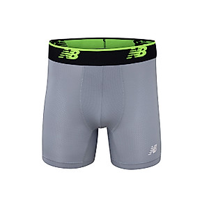 New Balance Men's Standard Mesh 5" with Fly Boxer Brief (4-Pack), Black(st)/Steel/Pigment(rg)/Black(rg), Medium