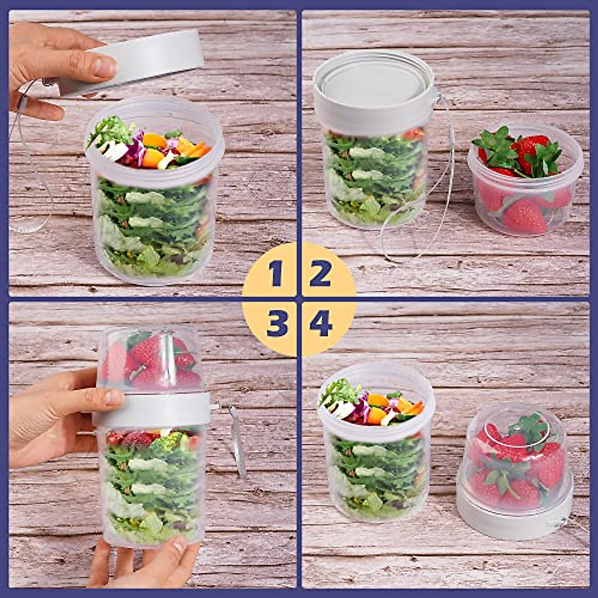 WXOIEOD 3 Pieces Breakfast Container Cups for Kids Adults, Large Capacity Clear Refillable Cereal Cup Portable Empty Containers Fruit Yogurt Oatmeal Cold Drinks Storage Box (150ml, 330ml,560ml), Grey