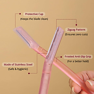 Carmesi Facial Razor for Women | Painless & Precision Face Hair Removal | for Peach Fuzz, Eyebrow, Chin & Upper Lip | Gentle Exfoliation & Smoother Skin | (3 Count)