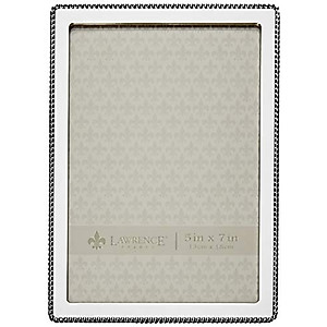 Lawrence Frames Metal Picture Frame with Delicate Outer Border of Beads, 5 by 7-Inch, Silver