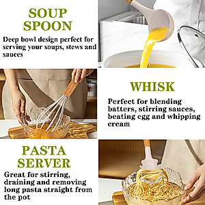 Kitchen Cooking Utensil Set, Fungun 35 pcs Cooking Utensils - Nonstick Kitchen Utensils Cookware Set Spatula Set -Kitchen Gadgets Utensils Set, Kitchen Tools Gift-khaki