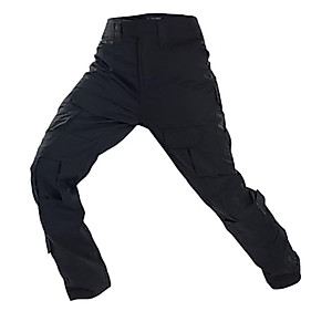 H World Shopping Military Army Tactical Airsoft Paintball Shooting Pants Combat Men Pants with Knee Pads BK (XL)