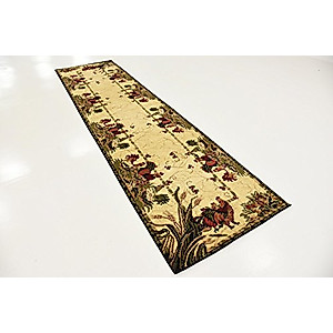 Unique Loom Barnyard Collection Area Rug - Farm (2' 7" x 10' Runner, Cream/ Black)