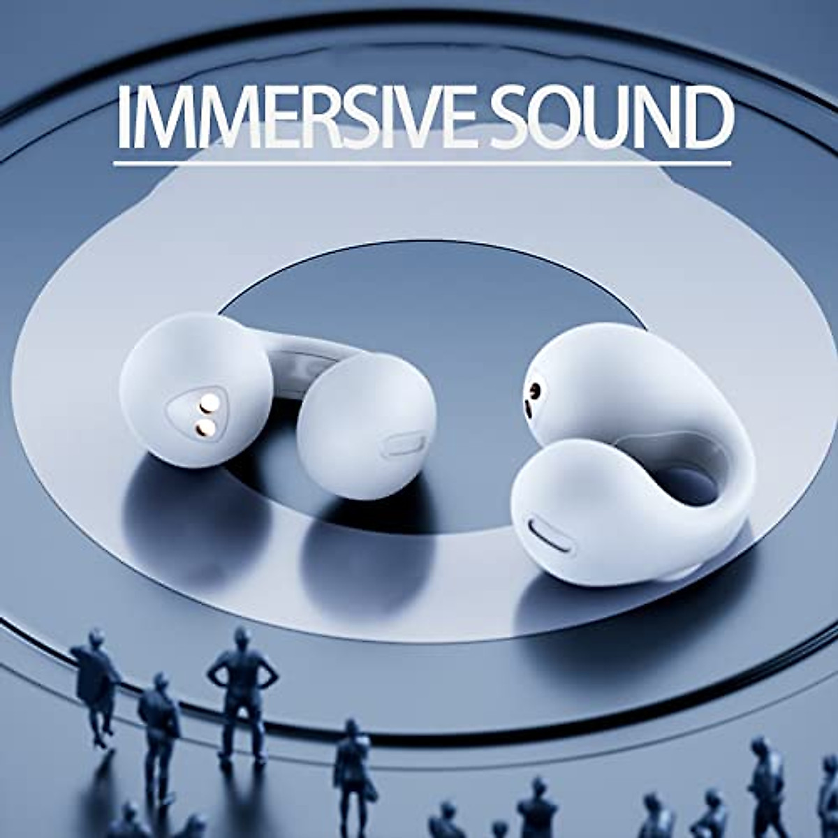 Peticehi Wireless Ear Clip Bone Conduction Headphones, Open Ear Headphones for iPhone Android, for Running Bicycle Sports Earbuds (Black)