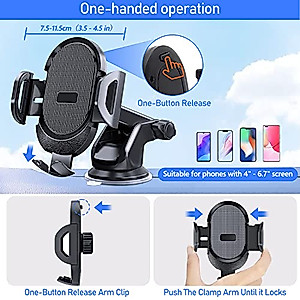 Huryfox Car Phone Holder Mobile Mount - Handsfree Driving Cellphone Stand, Smartphone Support on Dashboard, Windshield, Vent and More, Automobile Cradle Compatible with iPhone, Android Phone