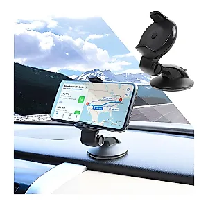 zipelo Suction Cup Car Phone Holder for Windshield/Dashboard/Window, Universal 360° Rotating Adjustable Cell Phone Holder Mount, Hands Free Phone Cradle for iPhone 14 13 12 Pro Max More Smartphones