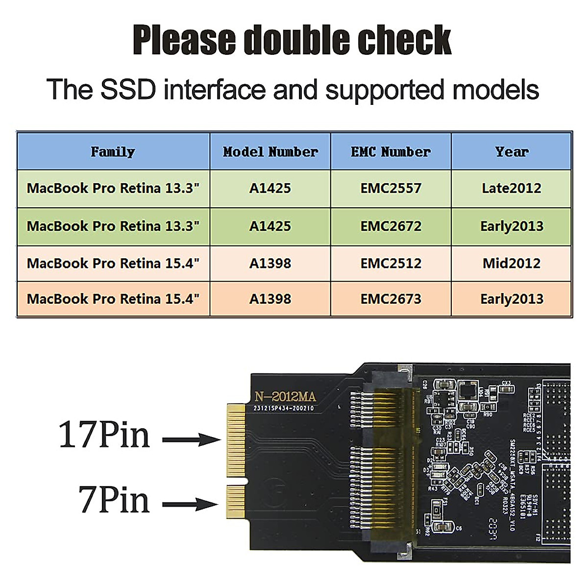 FLEANE FM98A 1TB SSD Compatible with MacBook Pro A1398 A1425 (Late 2012, Early 2013), Includes Installation Tools (1TB)