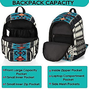 Pardick Ethnic Aztec School Backpacks for Girls Boys Teens Students - Aztec Print College Schoolbag Book Bag - Water Resistant Travel Backpacks for Women Men