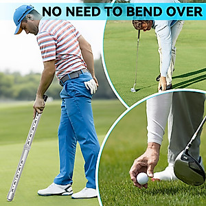 mayqmay 33.9 Inch Golf Ball Retrievers, Aluminium Tube Golf Ball Picker, Durable & Detachable Golf Ball Collector for Water and Bushes, Silver