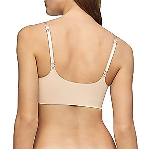 Calvin Klein Women's Invisibles Comfort Lightly Lined Seamless Wireless Triangle Bralette Bra, Bare, Large