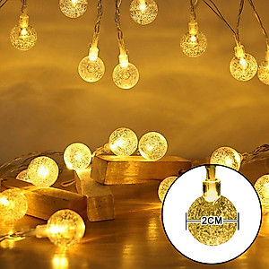 SZWTC 33ft 80 LEDs Globe String Lights Battery Operated, Fairy Lights Waterproof 8 Modes with Remote Control for Home, Party, Christmas, Wedding, Patio, Garden Decoration (Warm White)