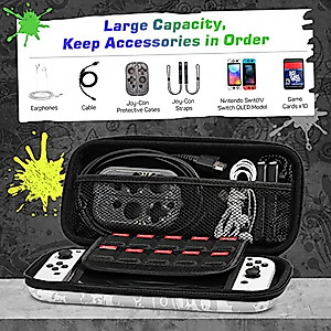 MoKo Carrying Case for Nintendo Switch OLED Model/Nintendo Switch, Hard Shell Portable Travel Carry Case w/10 Game Card Slots Compatible for Nintendo Switch Console & Accessories, Gray Seabed