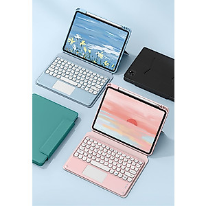 PboyiqiS Keyboard Case for iPad 9/iPad 8/iPad 7/Air3/Pro 10.5 with Pnecil Holder,Trackpad Keyboard & Detachable Magnetic Clear Back Shell Cover,Teal