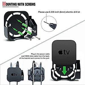HeyMoonTong Apple TV Mount Compatible with All Apple TVs - Wall Mount Bracket with Remote Holder Fits for All Apple TV 4K / HD (2022 & 2021), with Siri Remote Silicone Protective Case / Cover (Black)