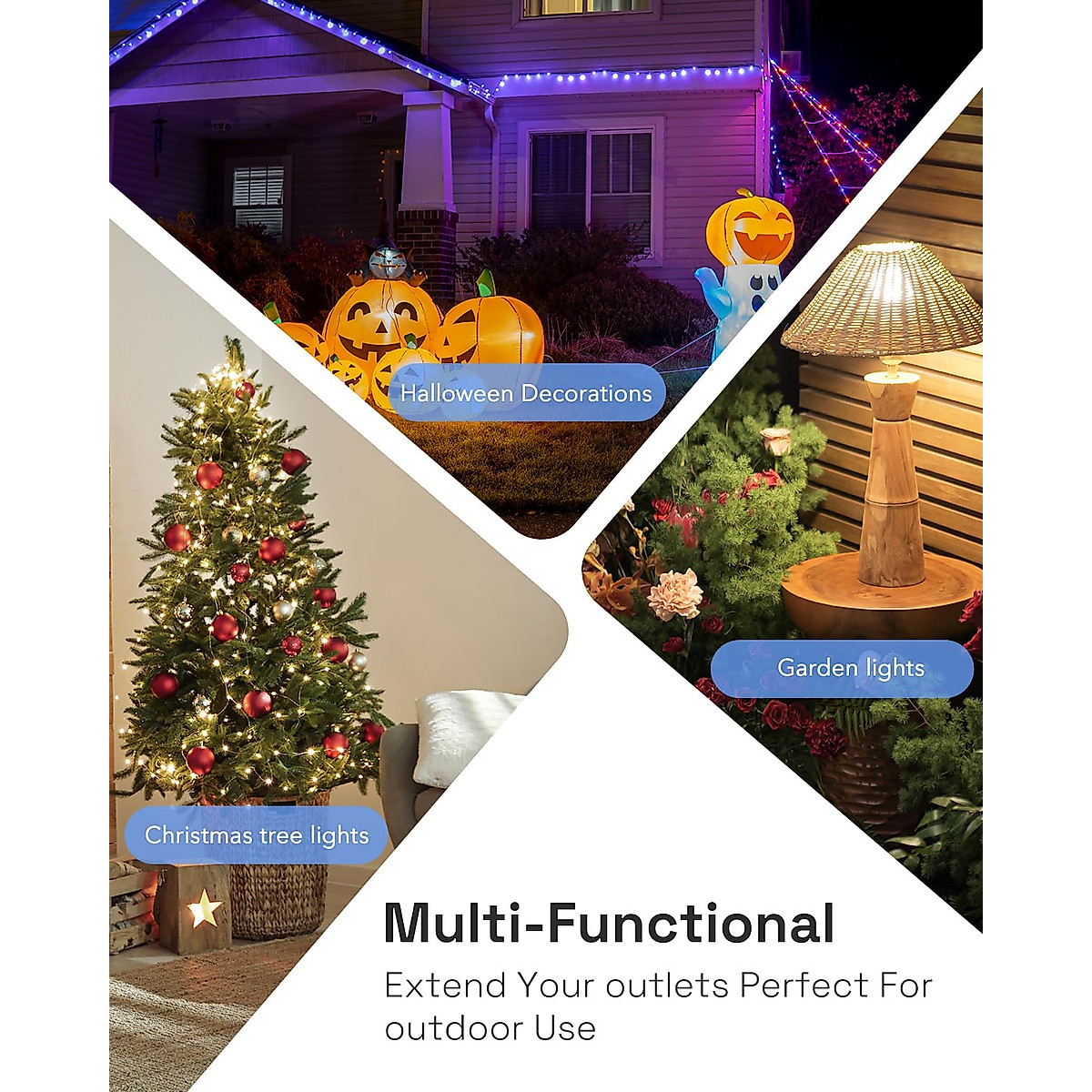 HBN Outdoor Smart Plug Waterproof WiFi Outdoor Outlet Timer with 6 Grounded Outlets, Remote & Voice Control Heavy Duty Yard Stake Plug Compatible with Alexa and Google Assistant No Hub Required