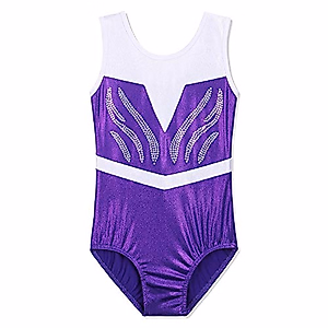 BAOHULU Leotards for Girls Gymnastics Toddler Shiny Metallic Athletic Bodysuit B230_Purple_6A