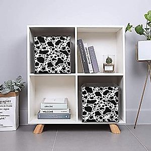 Cow Break Spot Storage Bin Foldable Cube Closet Organizer Square Baskets Box with Dual Handles