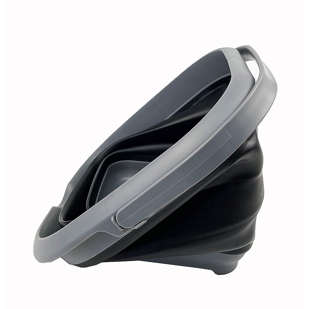 SAMMART 8.5L (2.2 Gallon) Collapsible Square Handy Bucket with Lid/Foldable Square Water Pail with Lid/Portable Tub with Handle and Lid (Grey/Black)