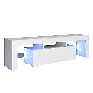 n/a High Gloss LED Lighting TV Stand Cabinet Unit Entertainment Center