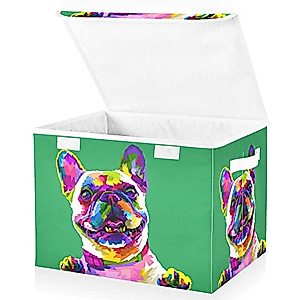 xigua Dog Storage Bins with Lids and Carrying Handle,Foldable Storage Boxes Organizer Containers Baskets Cube with Cover for Home Bedroom Closet Office Nursery