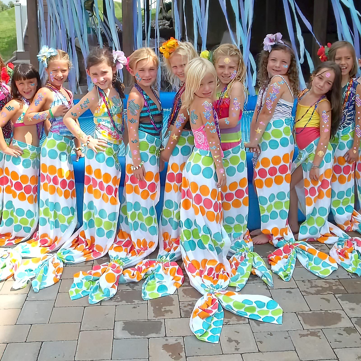 Mermaid Scale Temporary Tattoos Stickers,12 Sheets Mermaid Themed Tattoos Stickers Party Decoration Supplies Party favors for Kids Adults