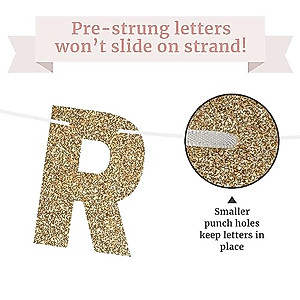 Perfect Occasion Gold Glitter Happy Birthday Pre-Strung Banner - 8 ft Strands Cardstock - Party Decorations & Decor