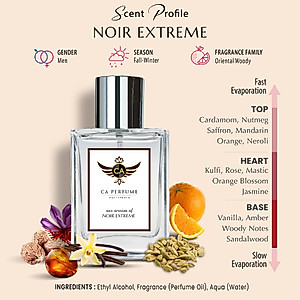 CA Perfume Impression of T. Ford Noir Extreme For Men Replica Version Fragrance Dupes Concentrated Long Lasting Eau de Parfum Spray Refillable Atomizer Bottle 1.7 Fl Oz/50ml-X1