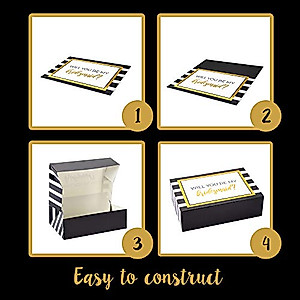 Bridesmaid Proposal Box Set I 6 Pack I 1 Maid of Honor Proposal Box and 5 Will You be My Bridesmaid Boxes I Stripes with Gold Foil Bridesmaid Box for Bridesmaid Gifts