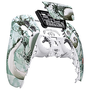 eXtremeRate Jade Dragon - Cloud Dominator Touchpad Front Top Shell Compatible with ps5 Controller BDM-010 020 030 040 050, DIY Replacement Shell & Touch Pad Cover Compatible with ps5 Controller