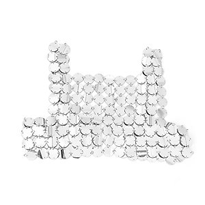 Eforcase Sexy Crop Tops Silver Sparkly Sequin Tube Top, Boho Body Chain Silver Bra Harness Chains Nightclub Body Jewelry Accessories, Sexy Halter Backless Tank Top Bra Fashion Bikini Body Chain