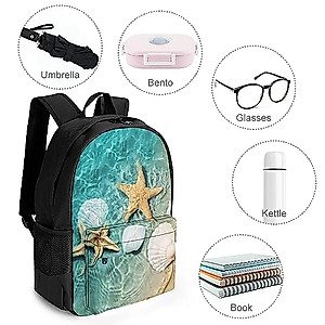 Starfish and Seashell on The Beach Laptop Backpack for Men Women Shoulder Bag Business Work Bag Travel Casual Daypacks