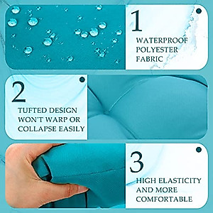 Maitys 5 Pieces Waterproof Outdoor Cushions Couch Cushion Set Wicker Chair Cushions Group Loveseat Cushions Lumbar Pillows for Patio Backyard Porch Garden Furniture (Peacock Blue)