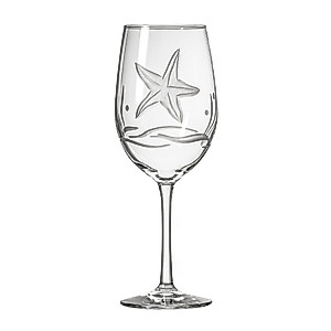 Rolf Glass Starfish All Purpose Wine Glass 18 Ounce | Set of 4 Large Wine Glasses | Lead-Free Glass | Engraved Large Wine Glasses | Made in the USA
