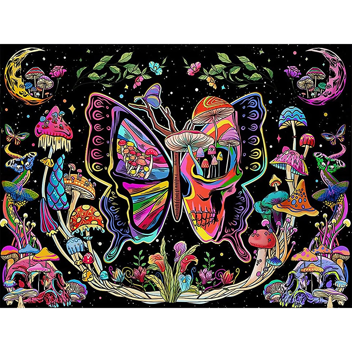 GemZono 5D DIY Diamond Painting Kit, Butterfly Mushroom Flower Plant, Skull Diamond Art Kits for Adults Kids,Full Drill Diamond Painting Dots Art for for Home Wall Decor (16X12 inch/ 40X30cm)