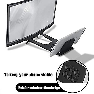 DRIDOUAM 12" HD Curved Phone Screen Magnifier HD Amplifier Projector Magnifing Screen Enlarger for Movies, Videos, and Gaming with Foldable Stand Compatible with All Smartphones