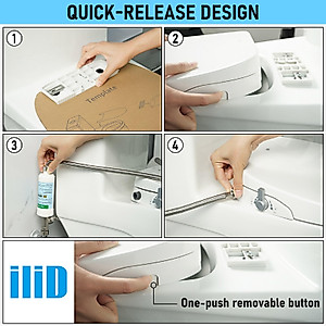 iliD Bidet Seats Bidet Toilet Seat, Elongated Toilet Seat, Non-Electric Self Cleaning Dual Nozzles, Quiet-Close, Easy Installation, Equipped With Water Filter, 1 Year Warranty