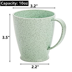 Peohud 12 Pack Wheat Straw Plastic Coffee Cups, 10 Oz Unbreakable Coffee Mugs with handles, Lightweight Toothbrush Cups, Healthy Drinking Mugs for Water, Milk, Tea, Juice, Elderly