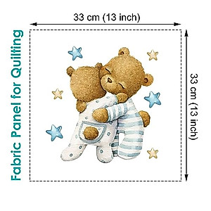 UniqueFabricPanels 13x13 inch Quilt Square, Cute Image of Teddy Bear, Fabric Panel for Quilting, Baby Quilt Panel, Cotton Baby Panel, Panel for Quilts