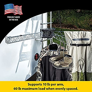 Stromberg Carlson Extend-A-Line 35" Long Versatile Swing Arm Drying Rack and Clothes Hanger with Swinging Towel Bar and Folding Clothes Hanger for RVs, Motorhomes, Campers & Home