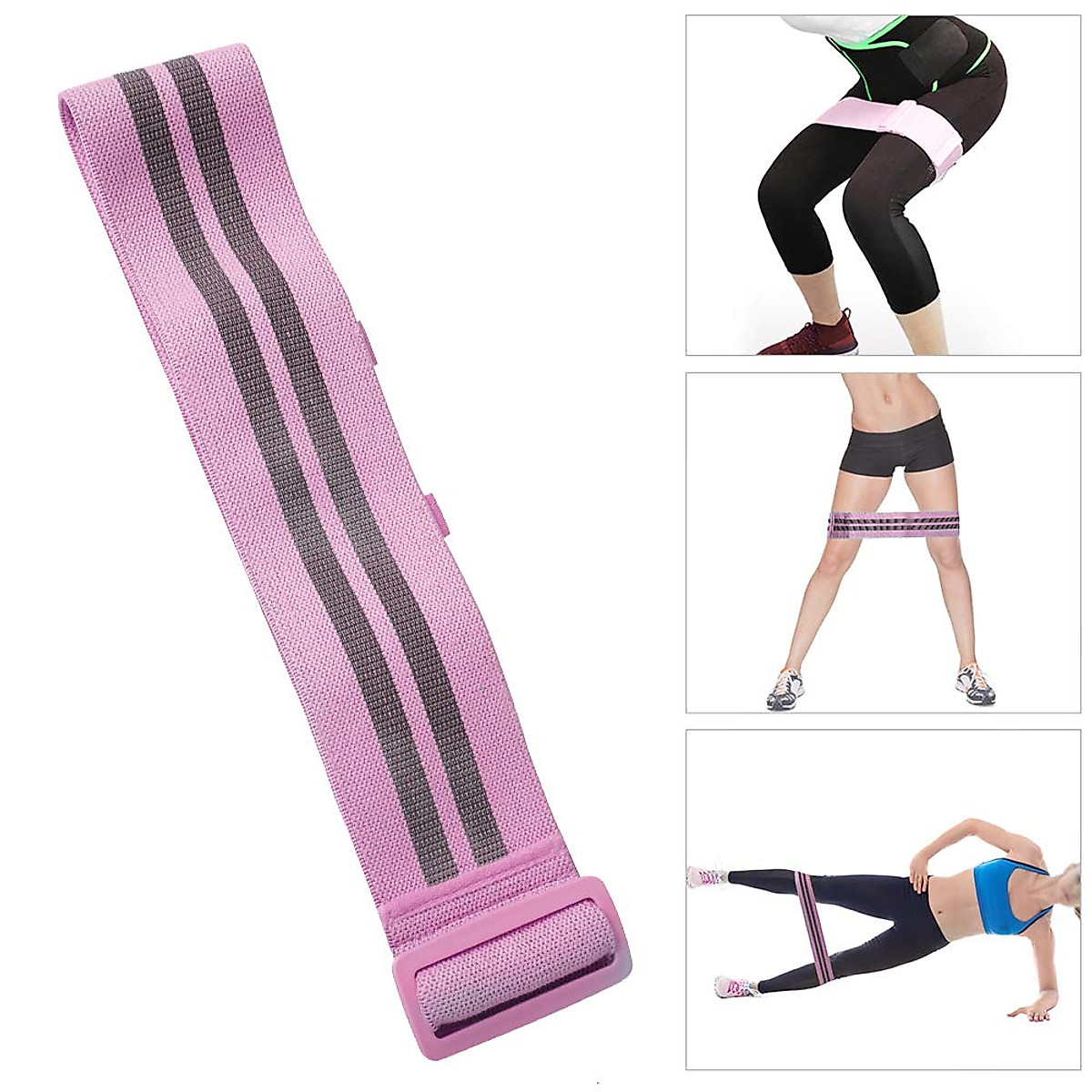 Adjustable Hip Resistance Band, Qiilu Unisex Adjustable Hip Resistance Band Hip Resistance Band Loop Circle Gym Yoga Fitness Exercise(Pink)