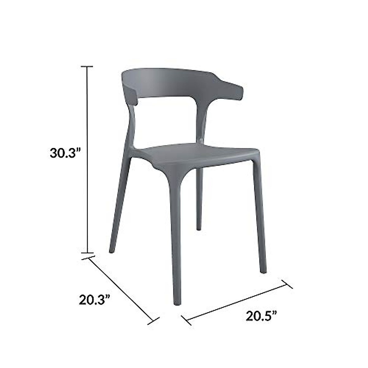 Novogratz Poolside Collection, Felix Stacking Dining Chairs, Indoor/Outdoor, 4-Pack, Charcoal