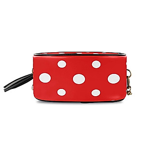 Vikko Red And White Polka Dot Small Crossbody Bag Handbag Purse PU Leather Women Shoulder Chain Bag With Metal Chain Strap And Tassel Top Zipper