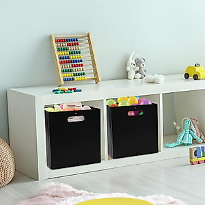 Wekioger 4-Pack Plastic Foldable Cube Storage Bins, Collapsible Storage Cubes Bin Organizer, Black