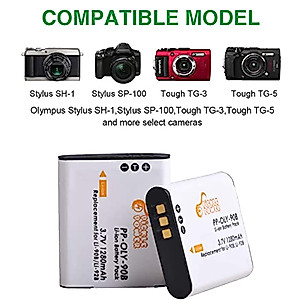 Pickle Power Li-90B LI-92B Battery (3 Pack) and Charger Kit Replacement for Olympus Tough TG-6, TG-5, TG-Tracker, SH-1, SH-2, SP-100 IHS, Tough TG-1 iHS, TG-2 iHS, TG-3, TG-4, SH50 iHS, SH60, XZ-2 iHS